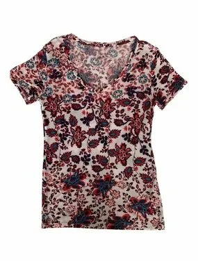 Mudd | Tops | Mudd Floral T Shirt Juniors Size M White Red Blue Vneck ...